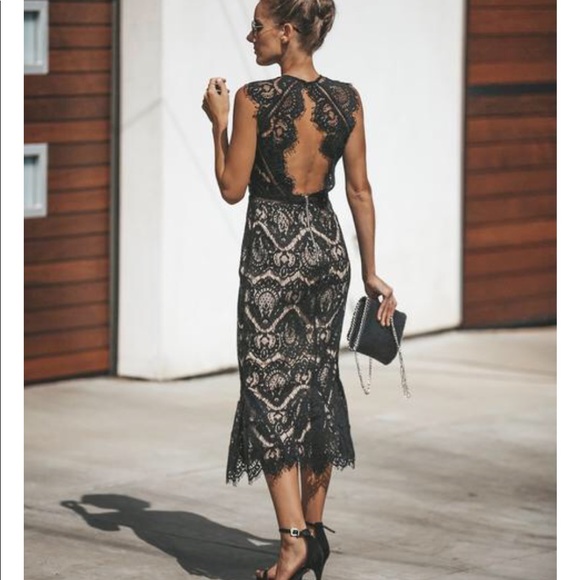 Dresses | Iso Black Lace Vici Keyhole Back Dress | Poshmark
